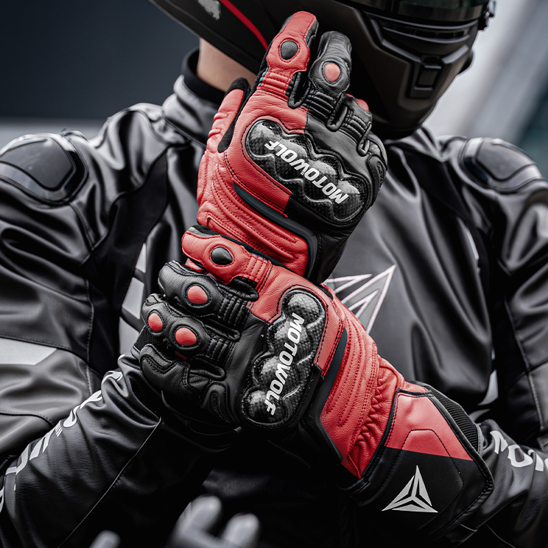 MOTOWOLF Long leather racing gloves MDL0349 - MOTOWOLF
